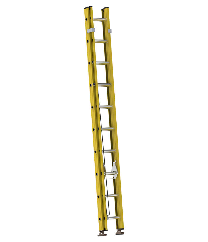 Fibreglass Rope Operated Double Section Ladder - 2 x 10 Rungs ...