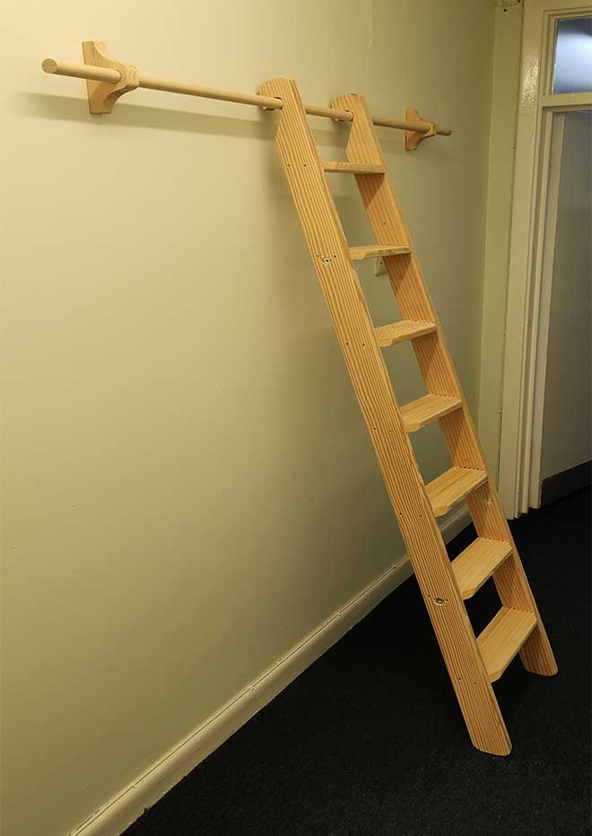 1.96m Wooden Shelf Ladder On Timber Wooden Rail – Ladderstore UK