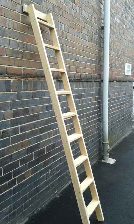 Traditional Wooden Timber Shelf Ladders 3.05m | HLT10 – Ladderstore UK
